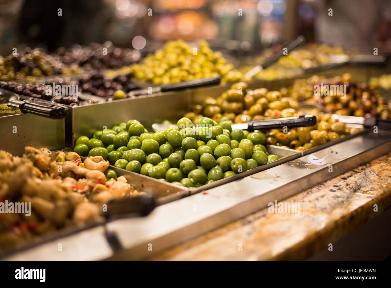 Olives Display In Store Stock Photos & Olives Display In Store Stock ...
