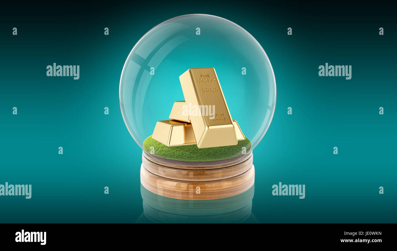 Transparent sphere ball with golden bars inside. 3D rendering Stock ...
