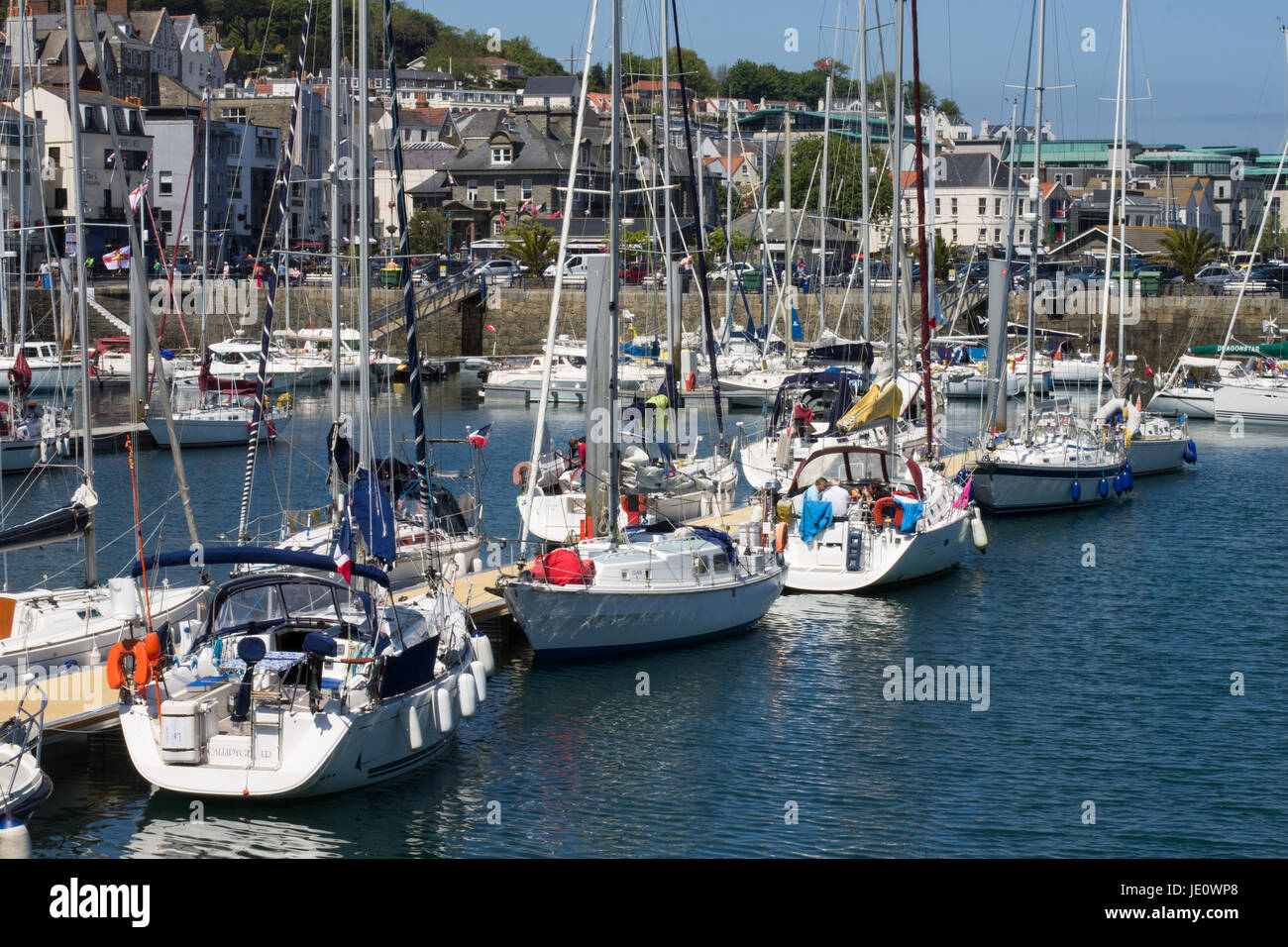Boats in the Harbour at Saint Peter Port, Guernsey Stock Photo - Alamy