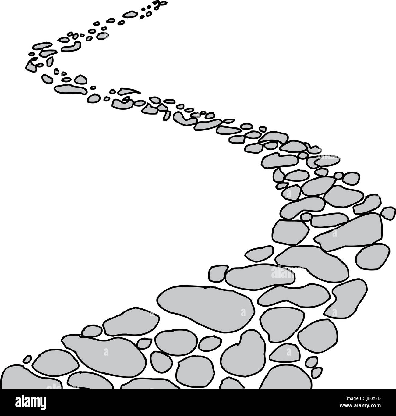 Isolated winding stone path over white background Stock Photo - Alamy