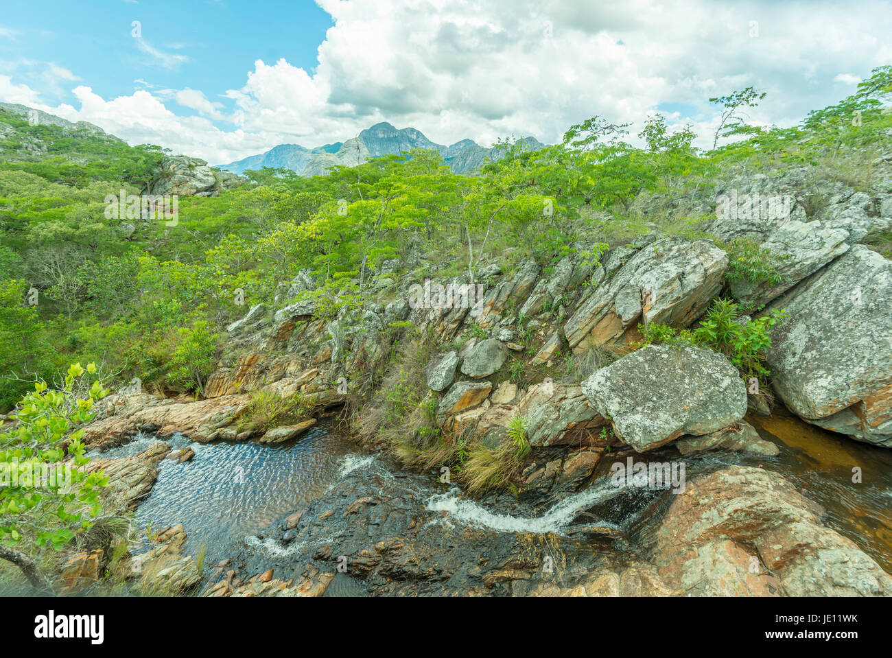 A mountain stream seen in Zimbabwe's Chimanimani National Park Stock ...