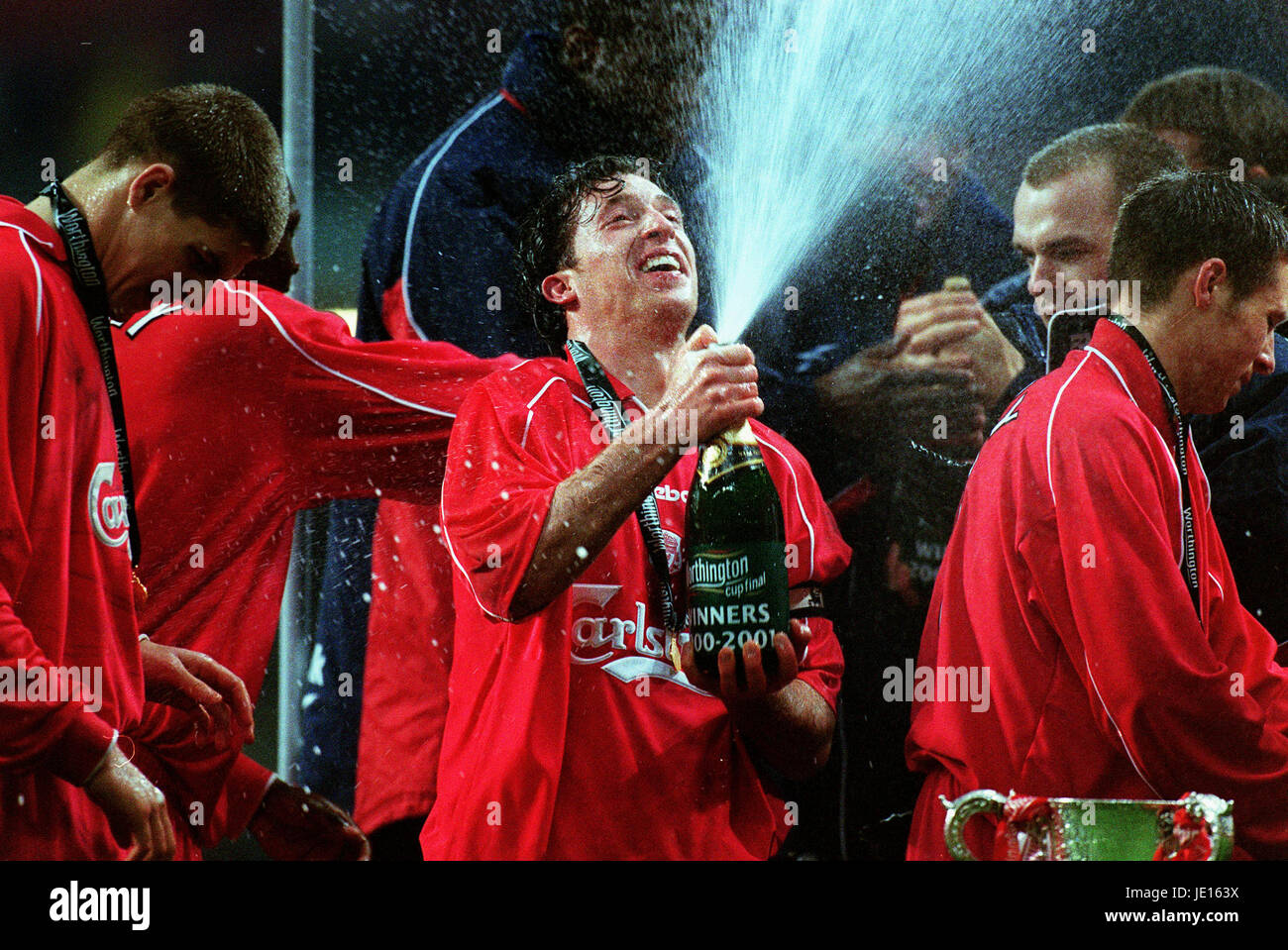ROBBIE FOWLER CELEBRATES WORTHINGTON CUP FINAL MILLENNIUM STADIUM ...