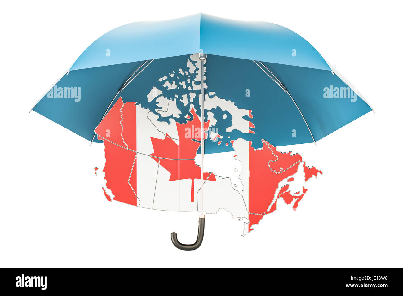 Canadian map under umbrella. Security and protect or insurance concept ...
