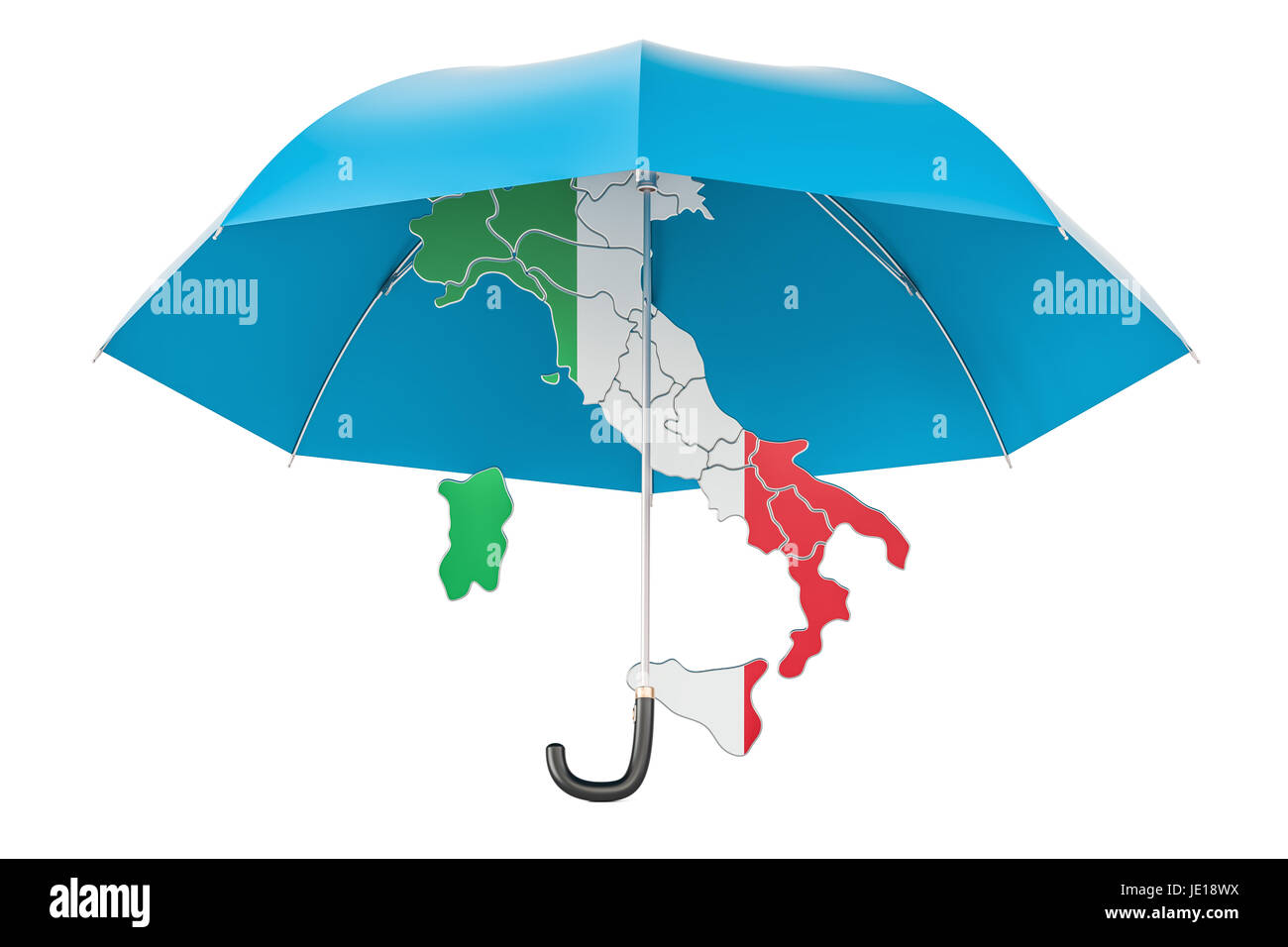 Italian map under umbrella. Security and protect or insurance concept ...
