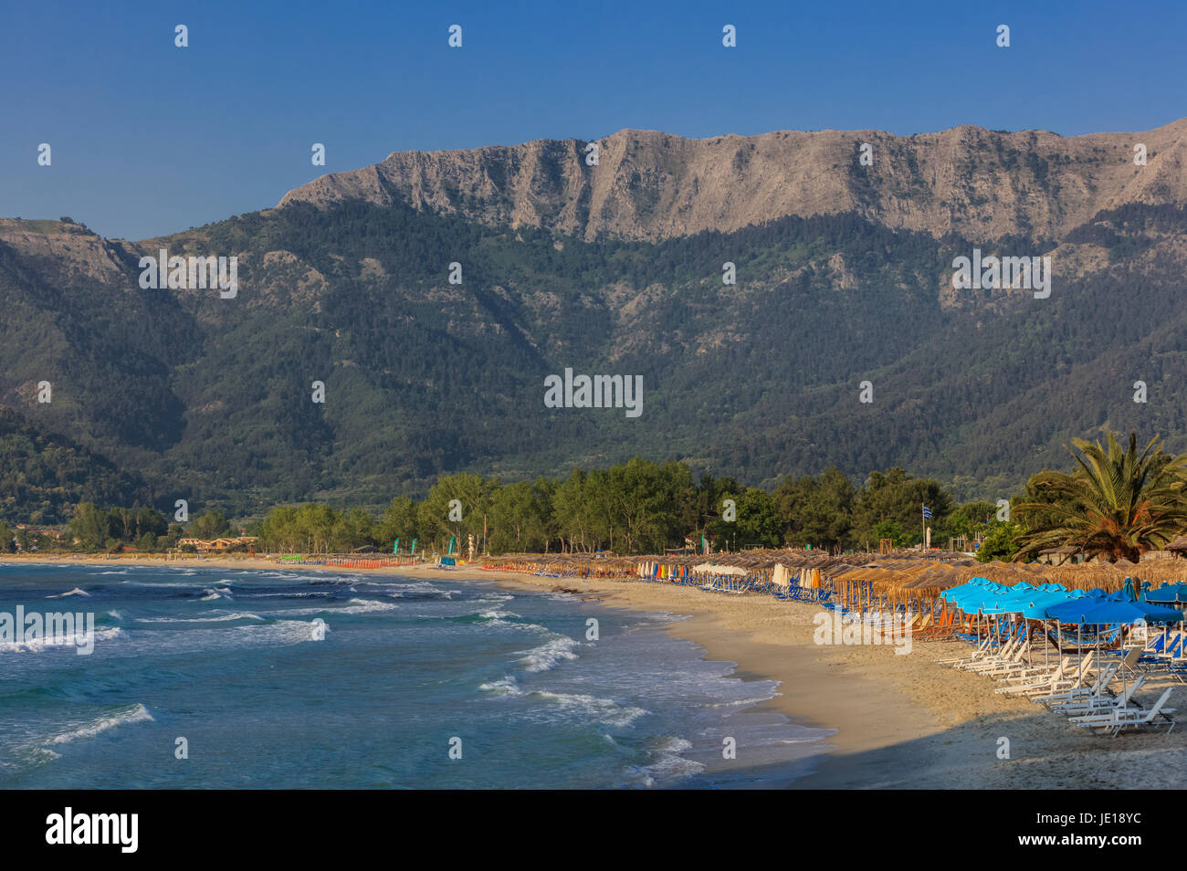 Psili Ammos beach, Thassos island, Greece. It is known as Golden beach ...