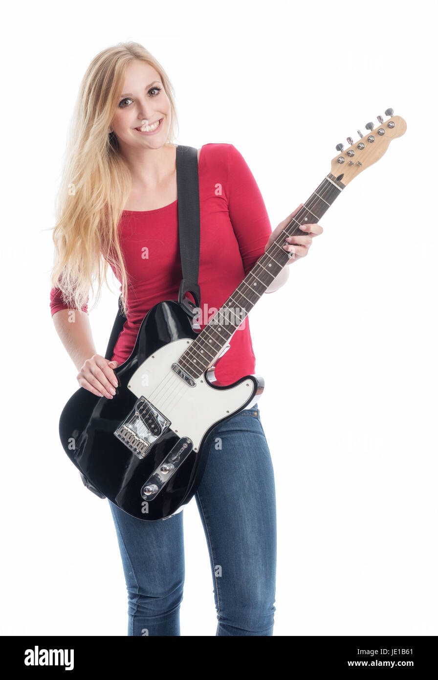 woman with electric guitar Stock Photo - Alamy