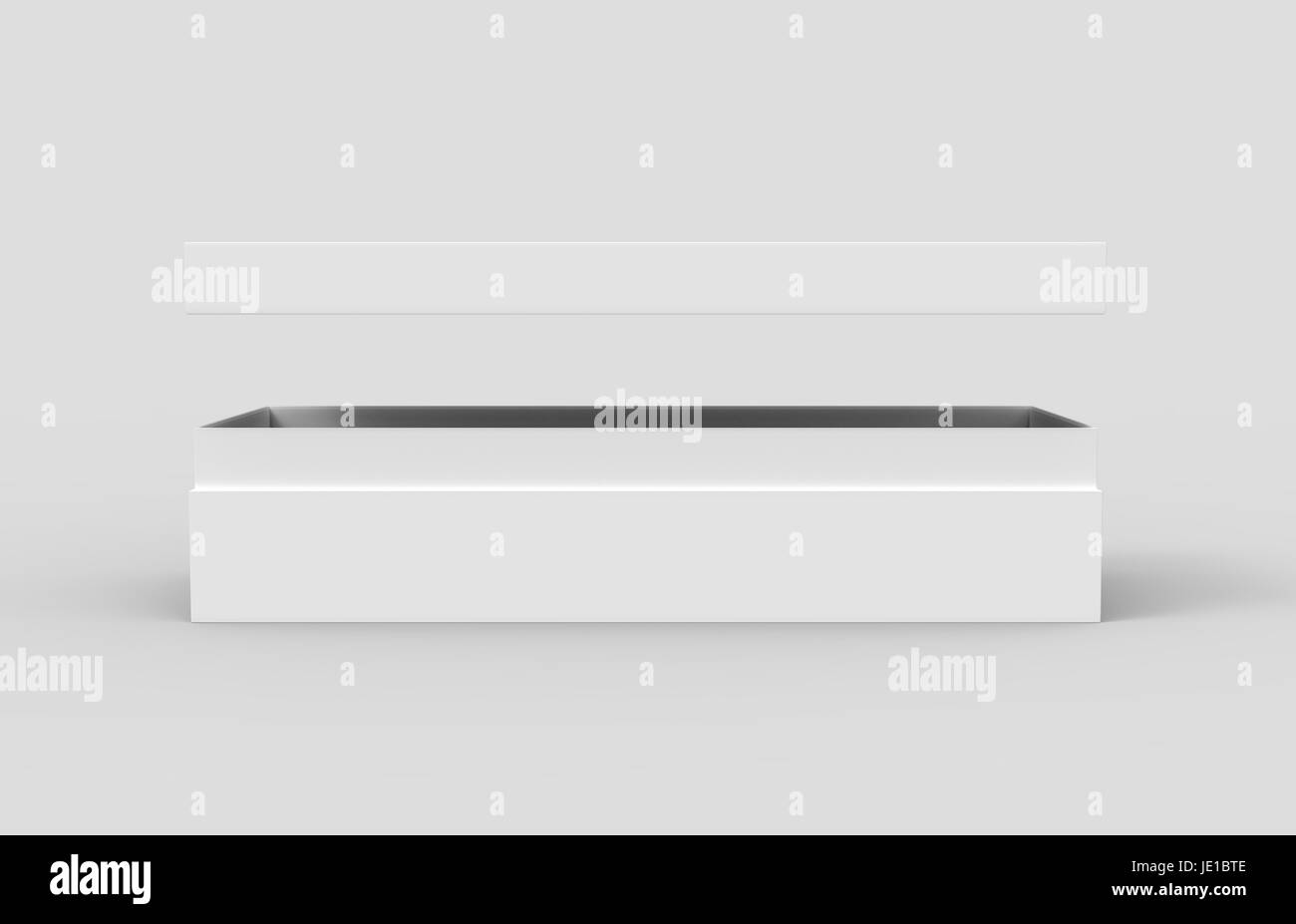 white 3d rendering blank rectangular open box with floating box ...
