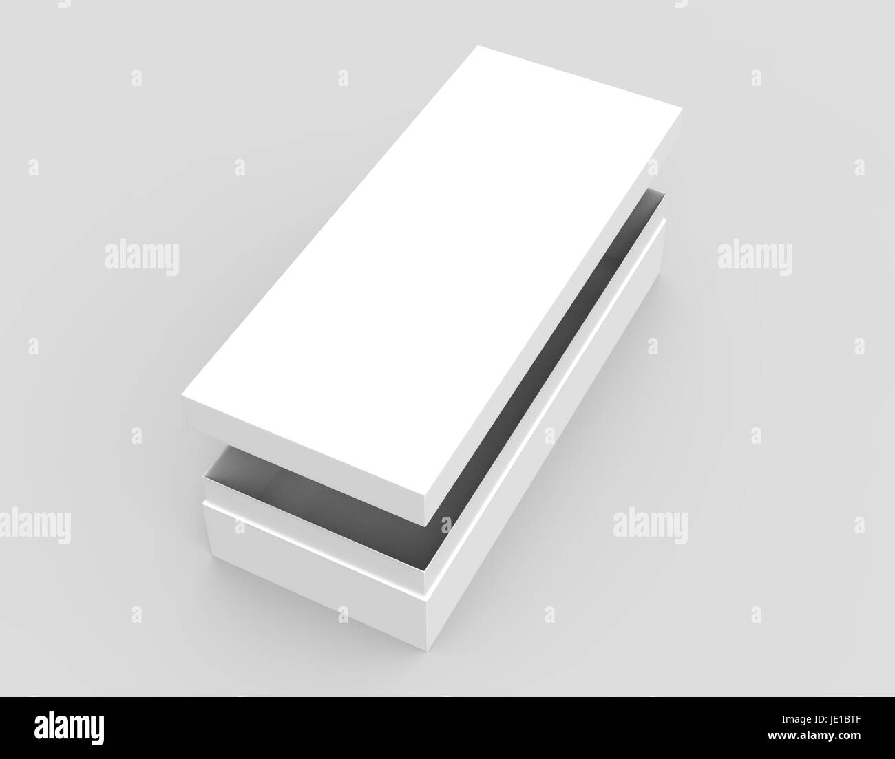 left tilt white 3d rendering blank open rectangular box with float box ...