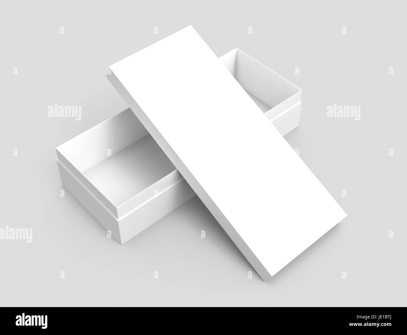 white 3d rendering blank rectangular open box with box separate lid ...