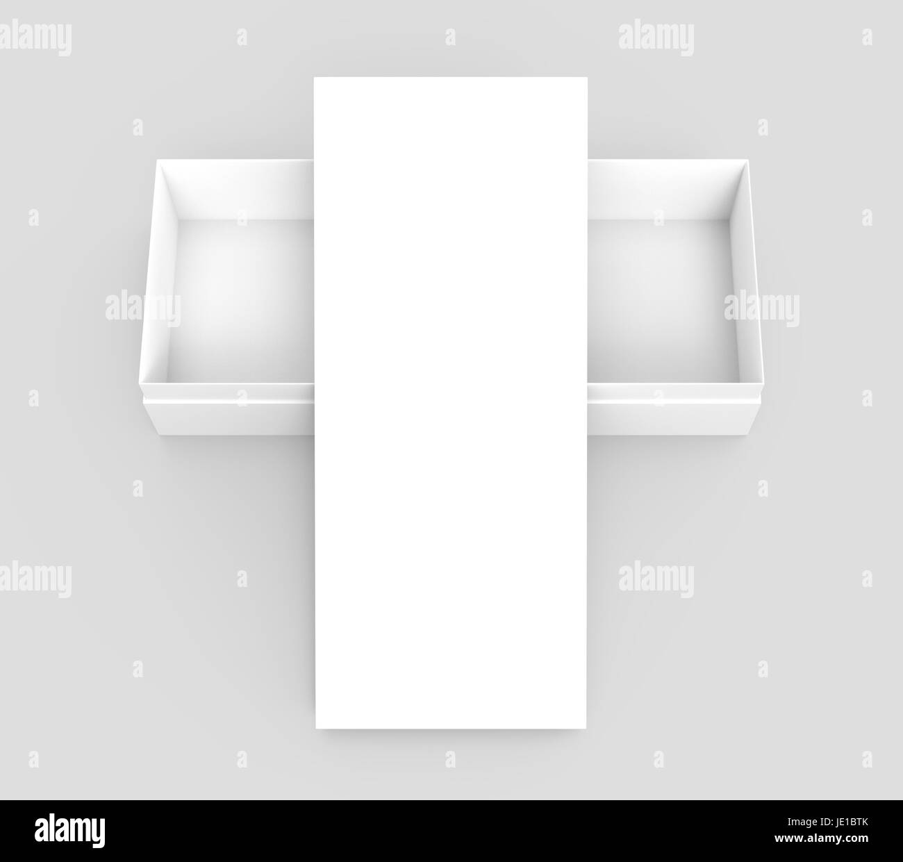 white 3d rendering blank open rectangular box with box separate lid ...