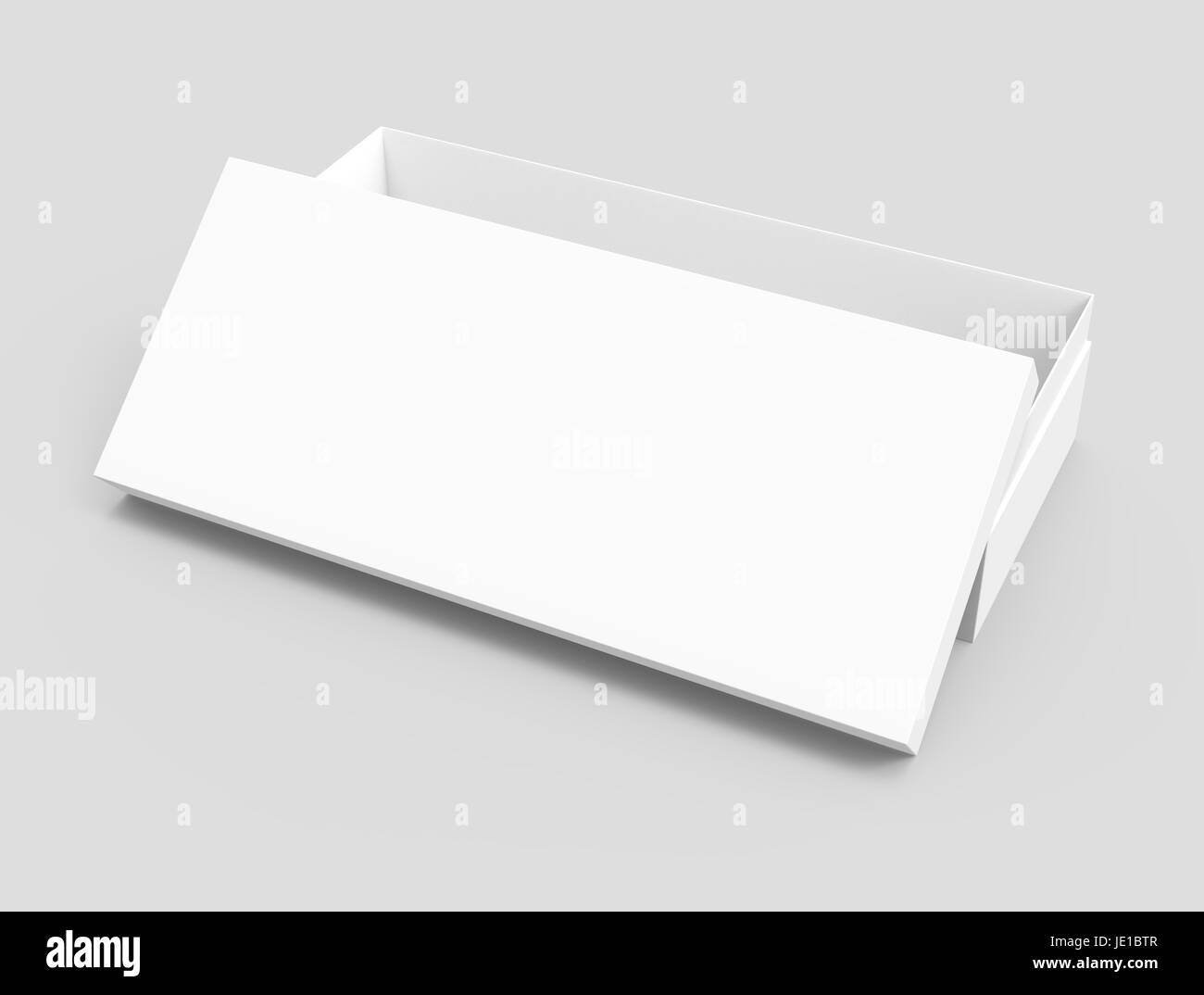 right tilt white 3d rendering blank rectangular open box with box ...
