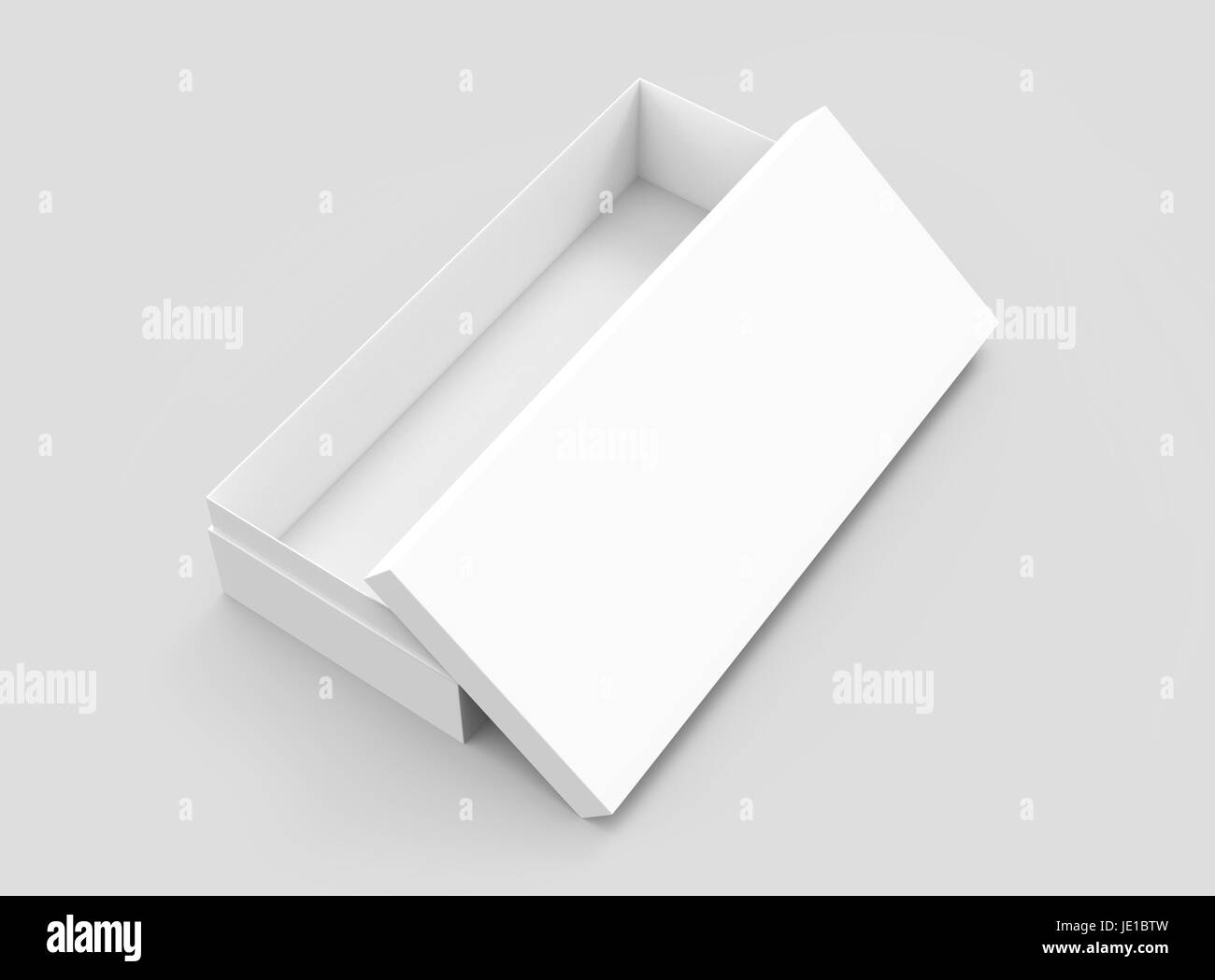 left tilt white 3d rendering blank rectangular open box with box ...