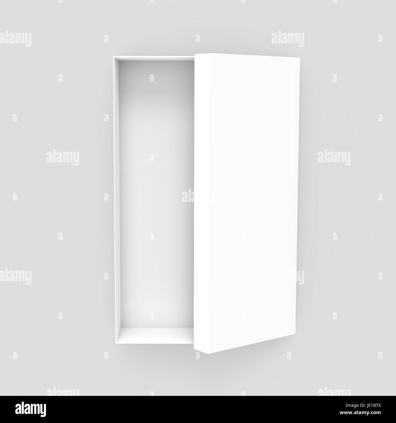 white 3d rendering blank open rectangular box with box separate lid ...