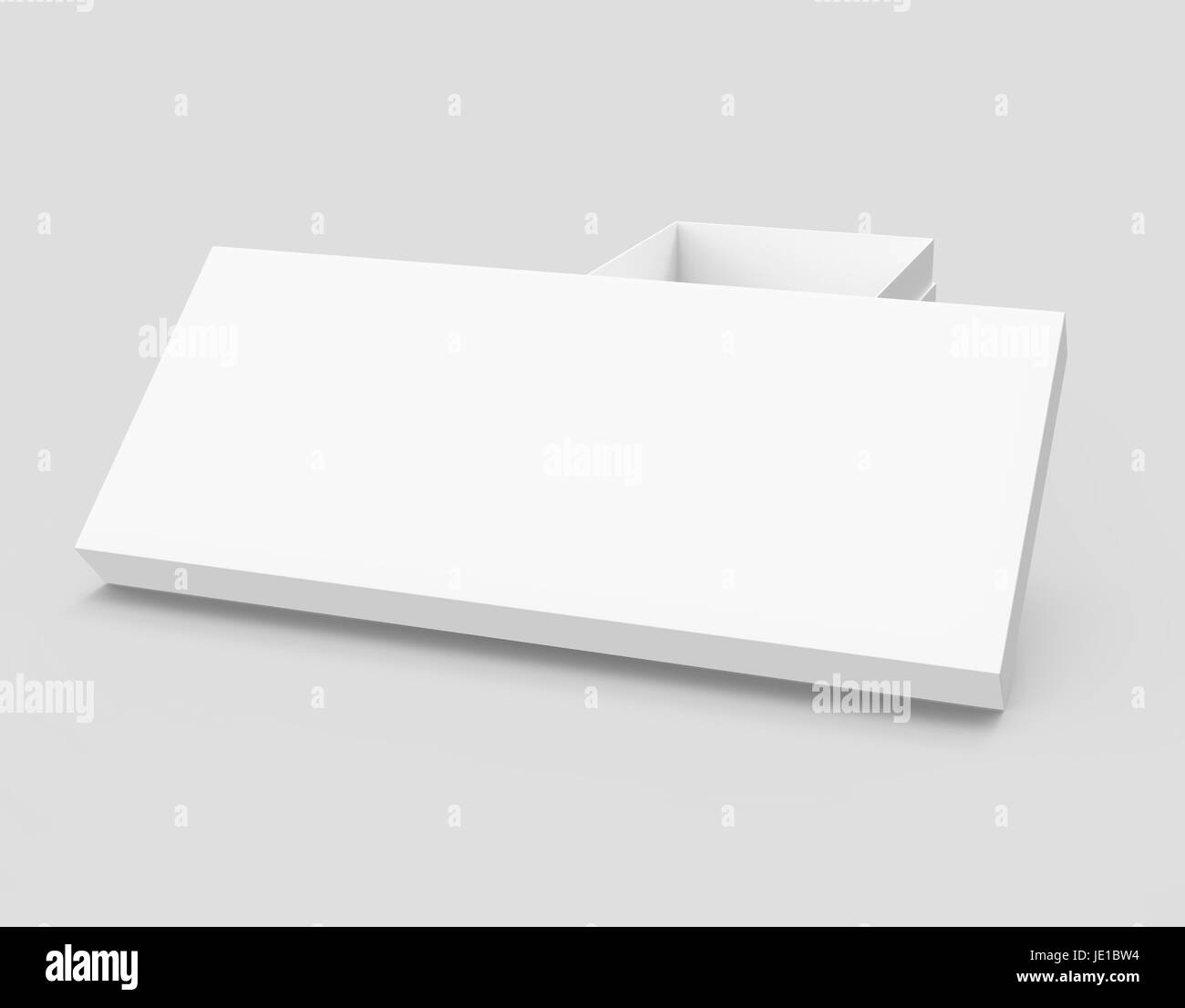 white 3d rendering blank rectangular open box with box separate lid ...