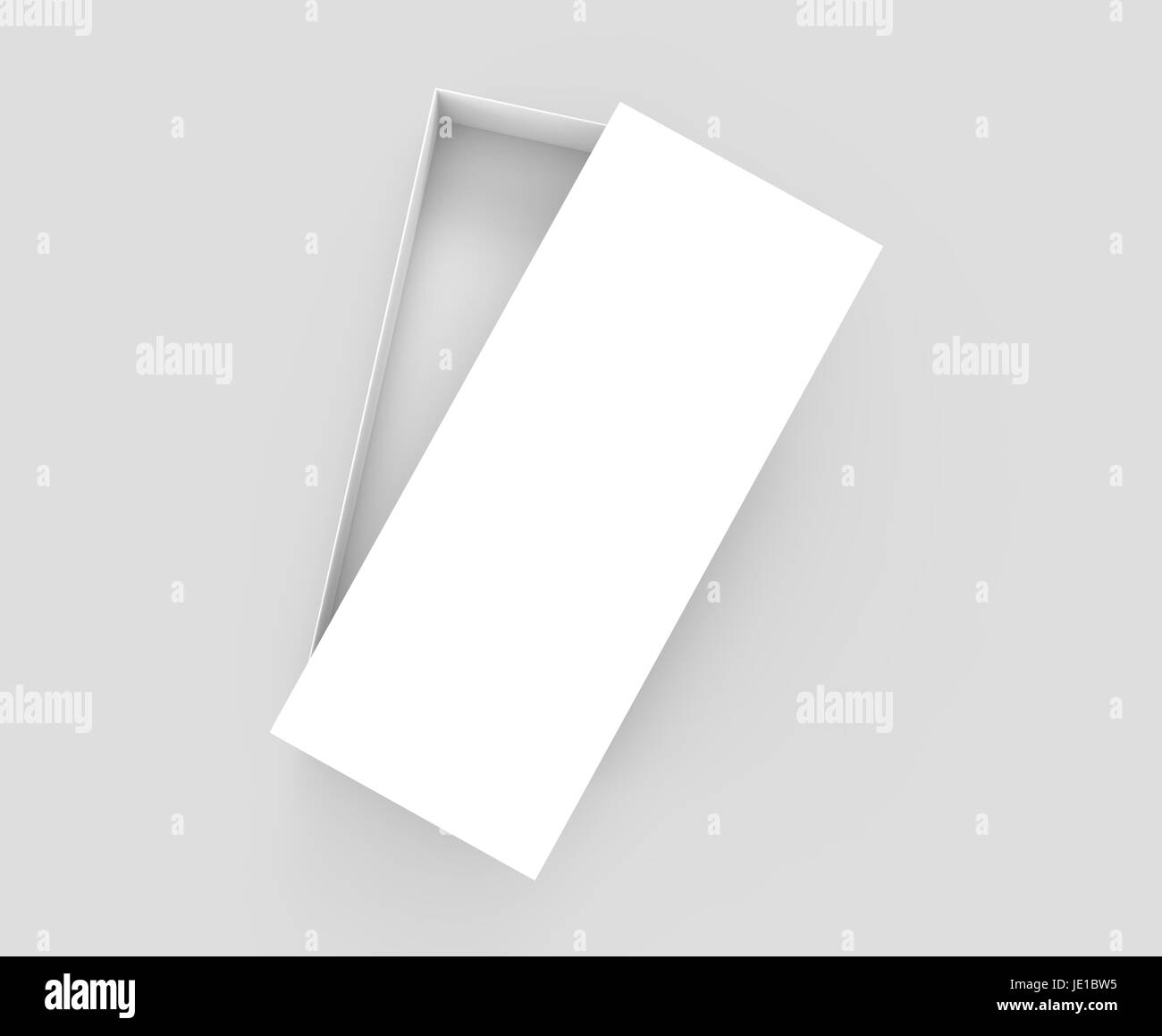 left tilt white 3d rendering blank open rectangular box with box ...