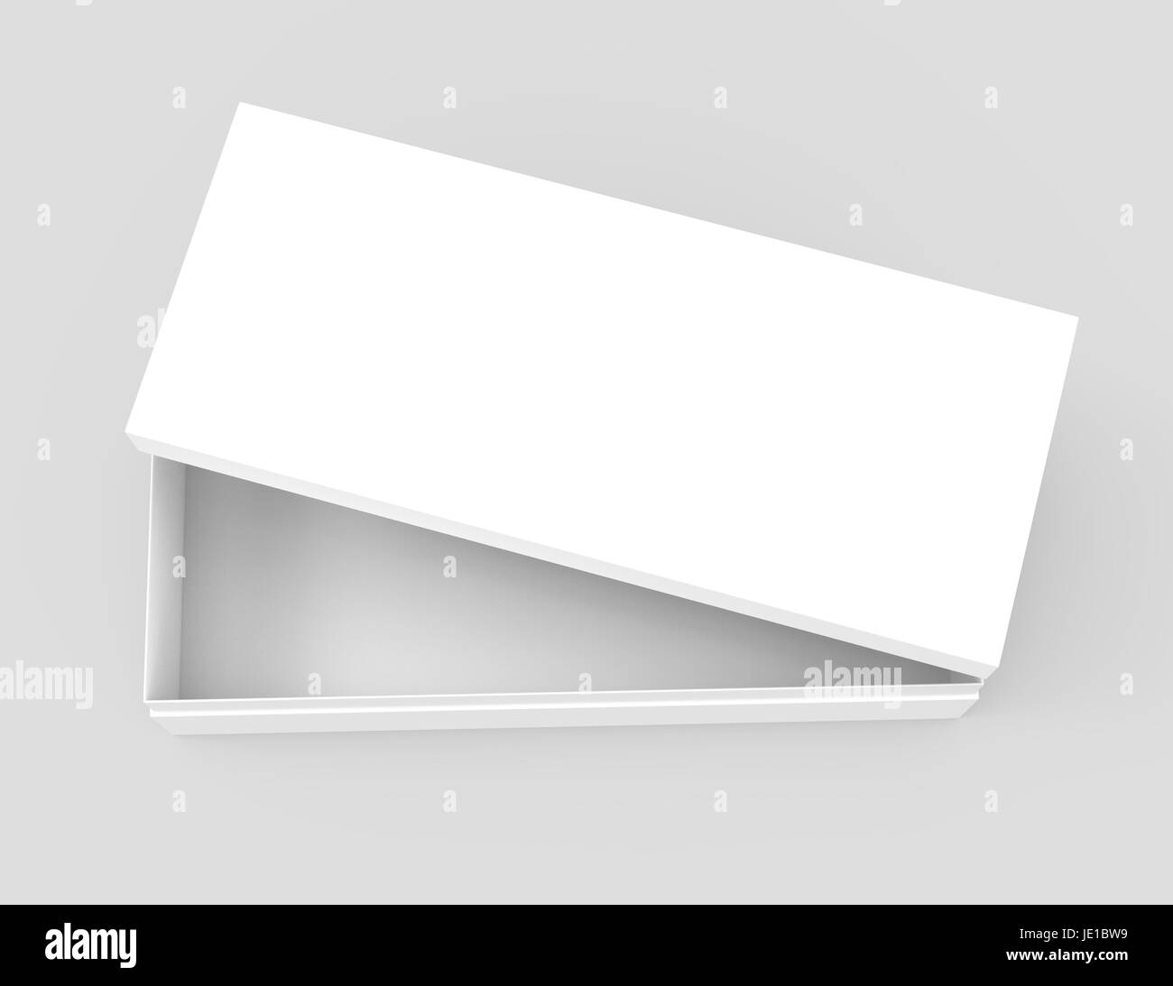 white 3d rendering blank open rectangular box with box separate lid ...