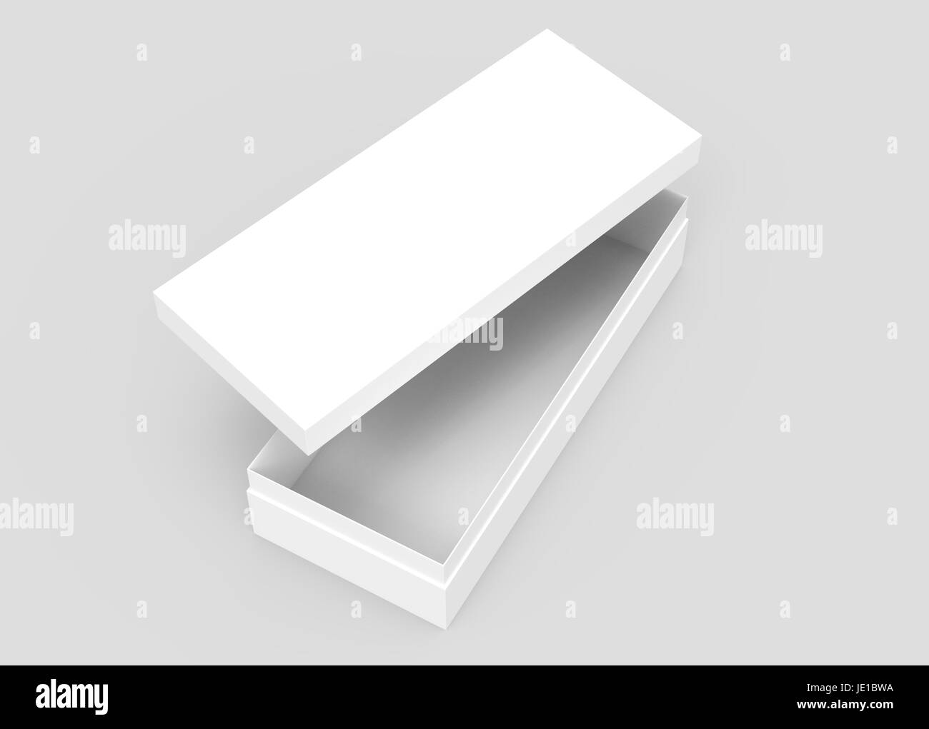 left tilt white 3d rendering blank open rectangular box with box ...
