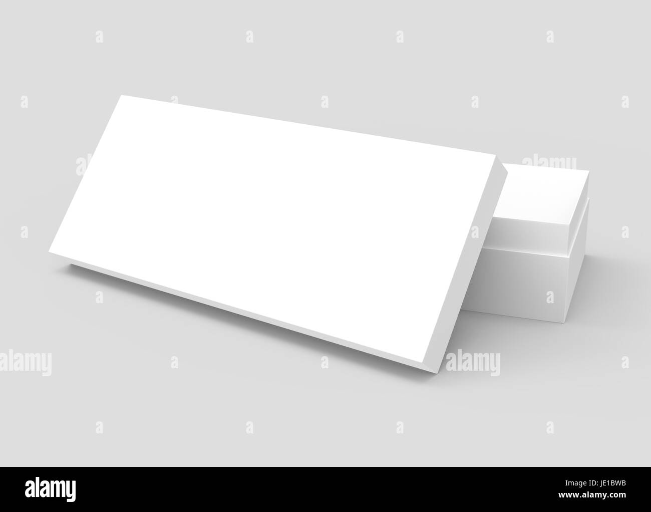 right tilt white 3d rendering blank rectangular open box with box ...