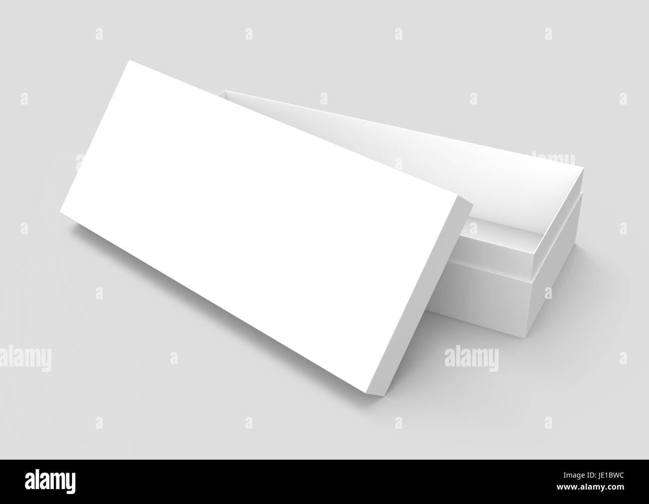 right tilt white 3d rendering blank rectangular open box with box ...