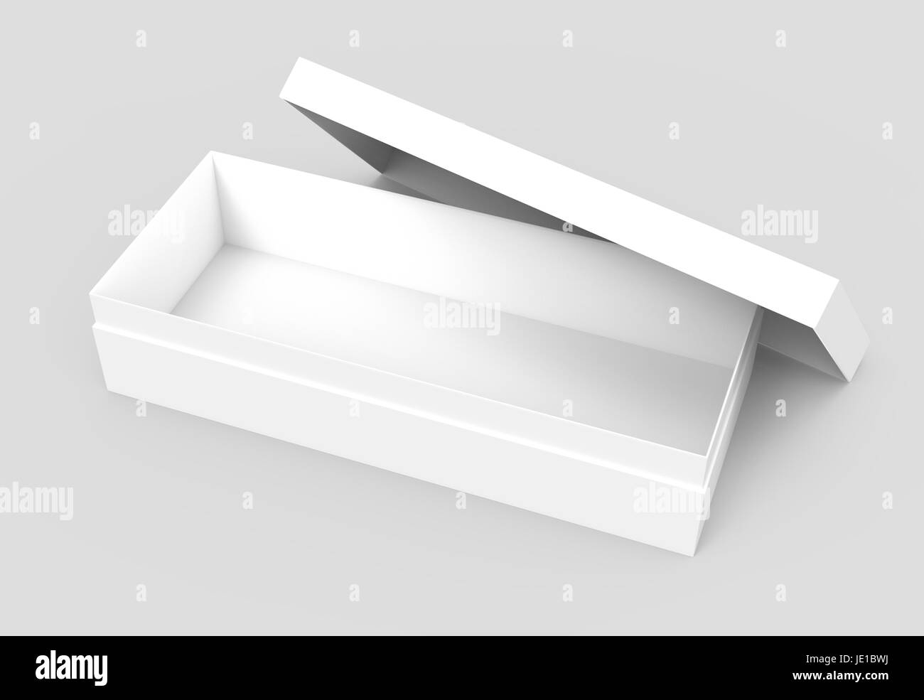 right tilt white 3d rendering blank open rectangular box with box ...