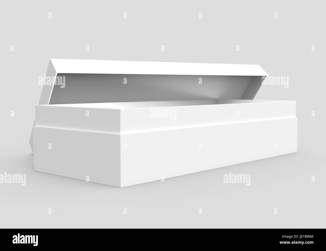 left tilt white 3d rendering blank rectangular open box with box ...
