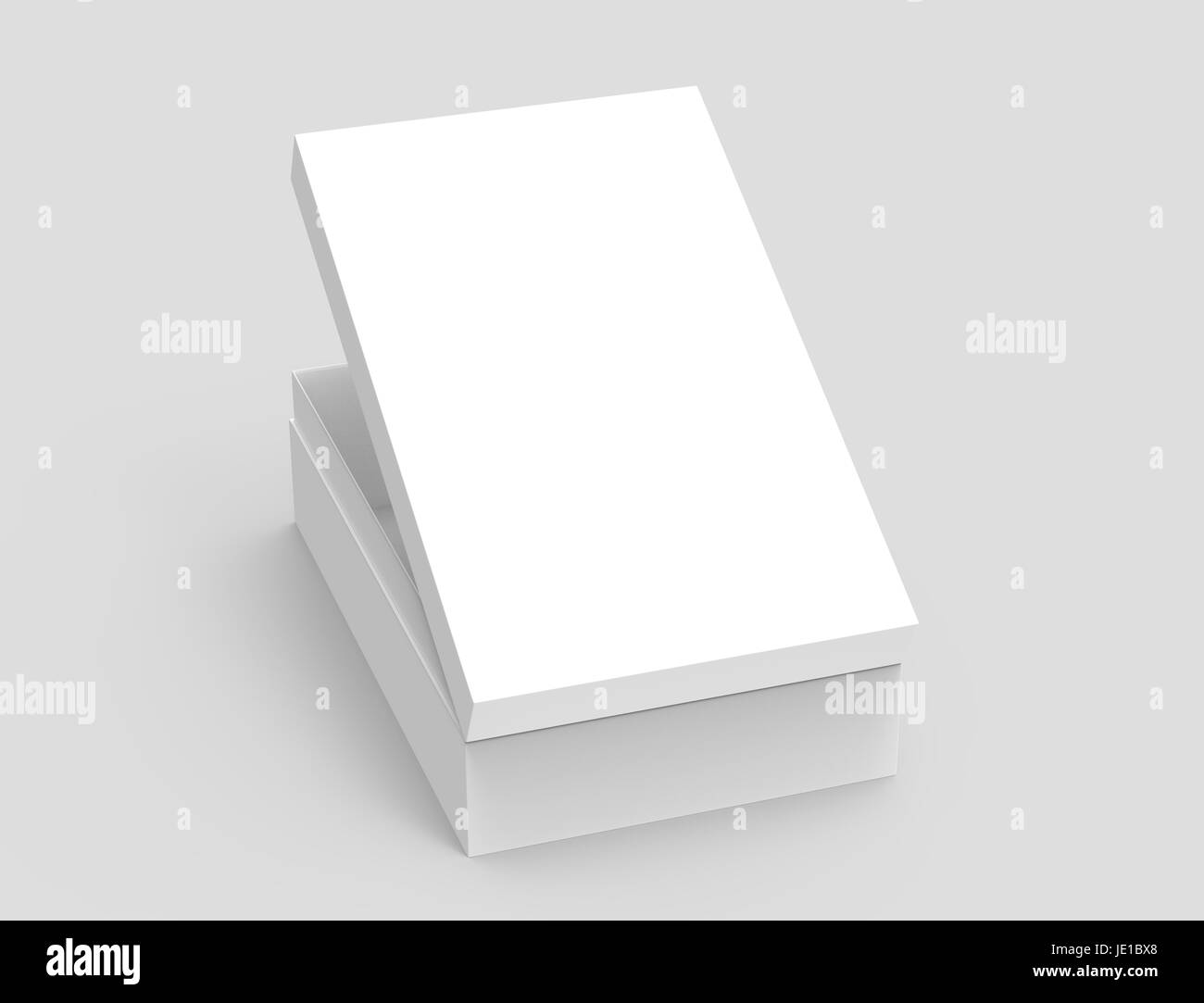 right tilt white 3d rendering blank rectangular open box with box ...