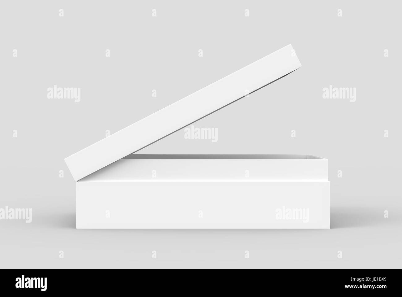 white 3d rendering blank rectangular open box with box separate lid ...