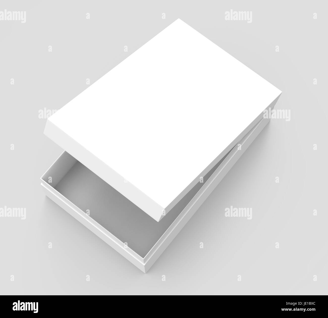 left tilt white 3d rendering blank open rectangular box with box ...