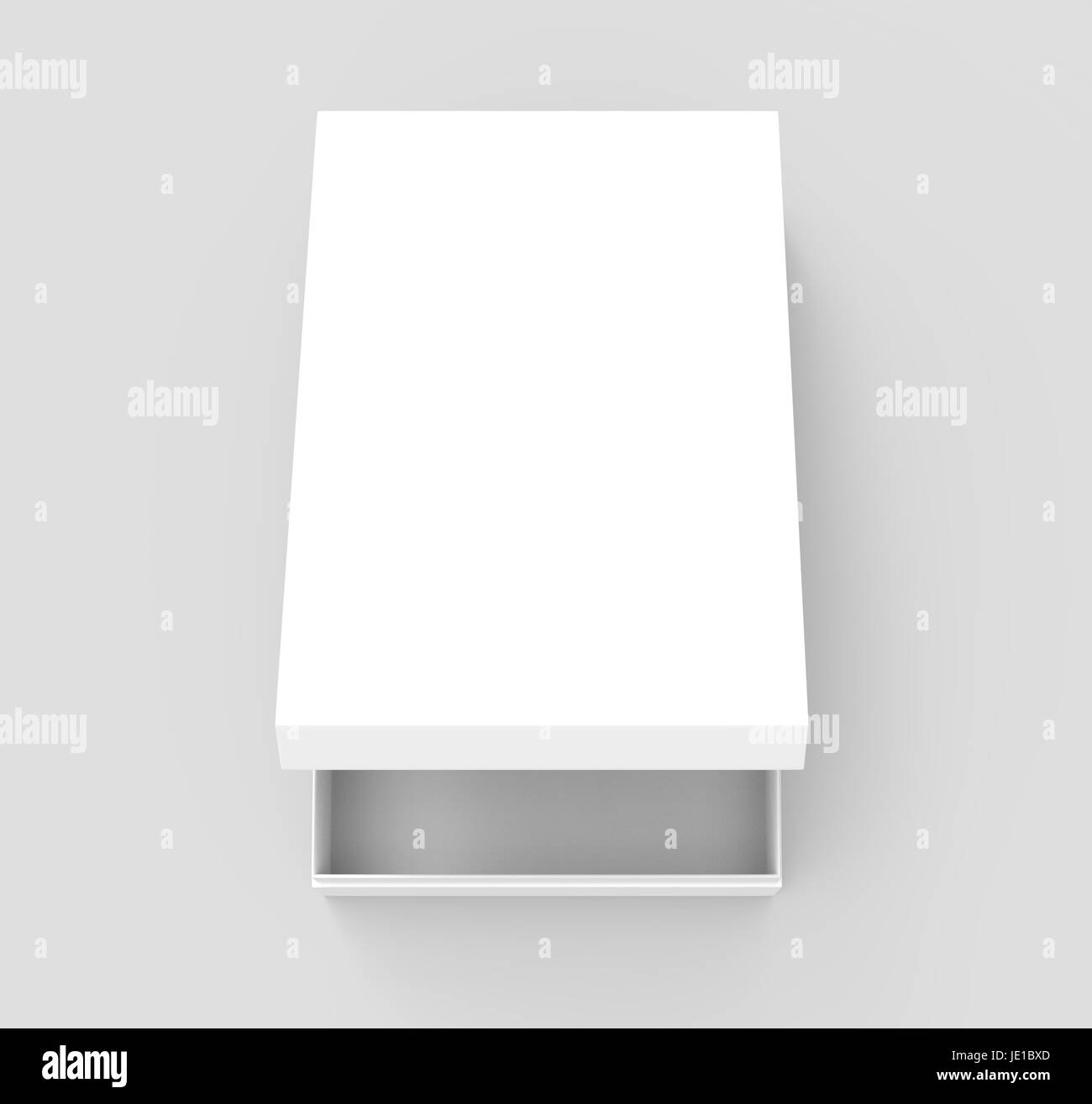 white 3d rendering blank open rectangular box with box separate lid ...