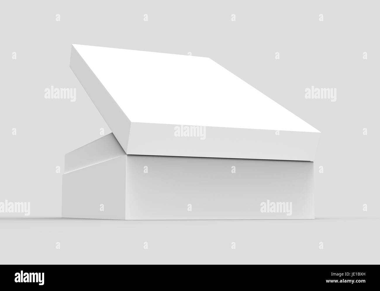right tilt white 3d rendering blank rectangular open box with box ...