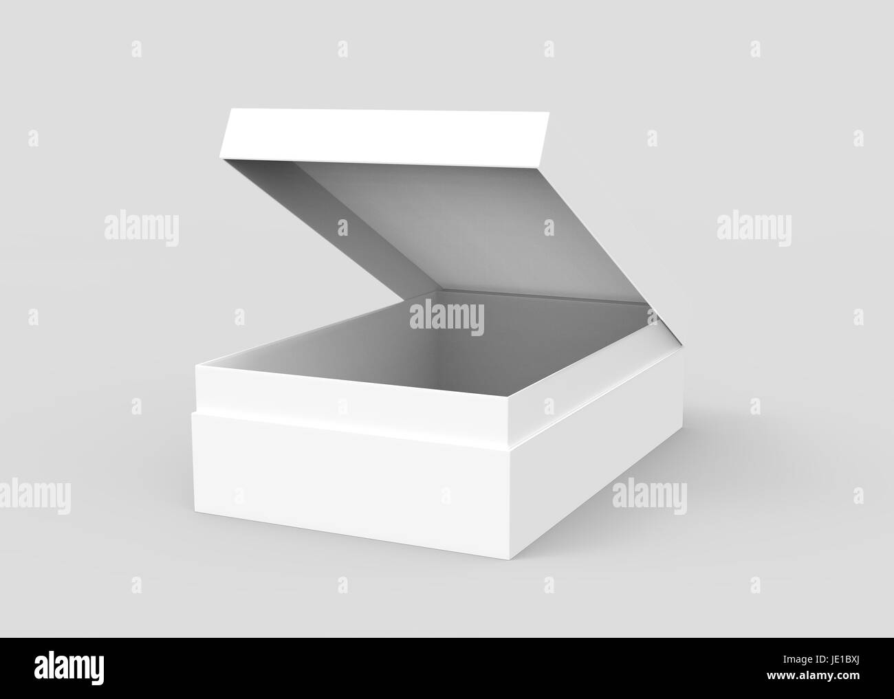 left tilt white 3d rendering blank rectangular open box with box ...