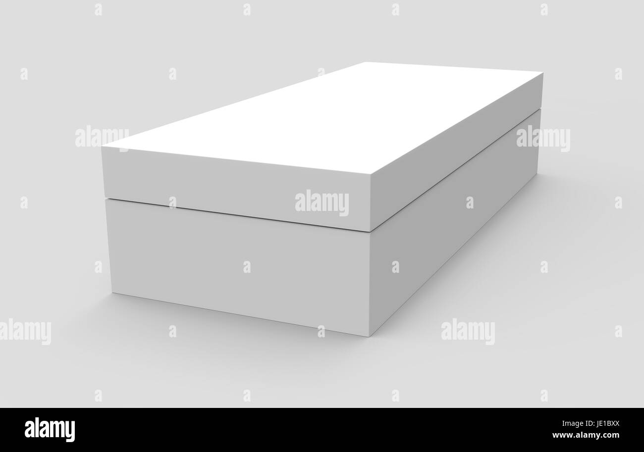 left tilt white 3d rendering blank rectangular box, isolated gray ...