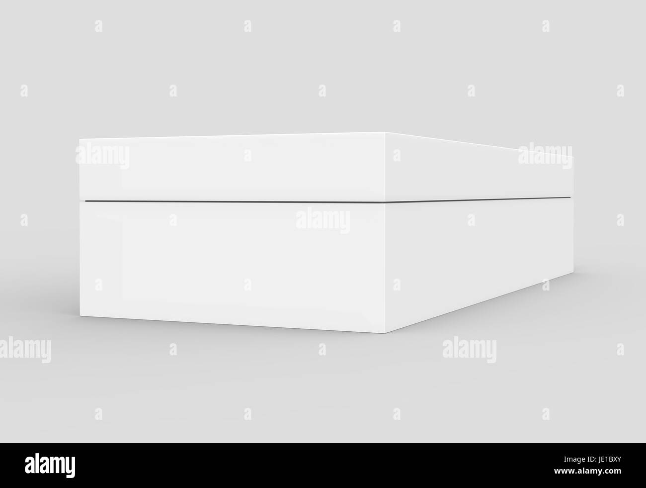 left tilt white 3d rendering blank rectangular box, isolated gray ...