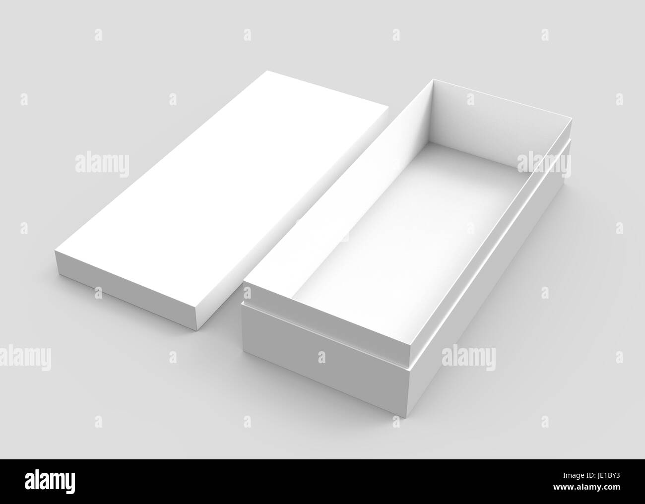 left tilt white 3d rendering blank rectangular open box with box ...