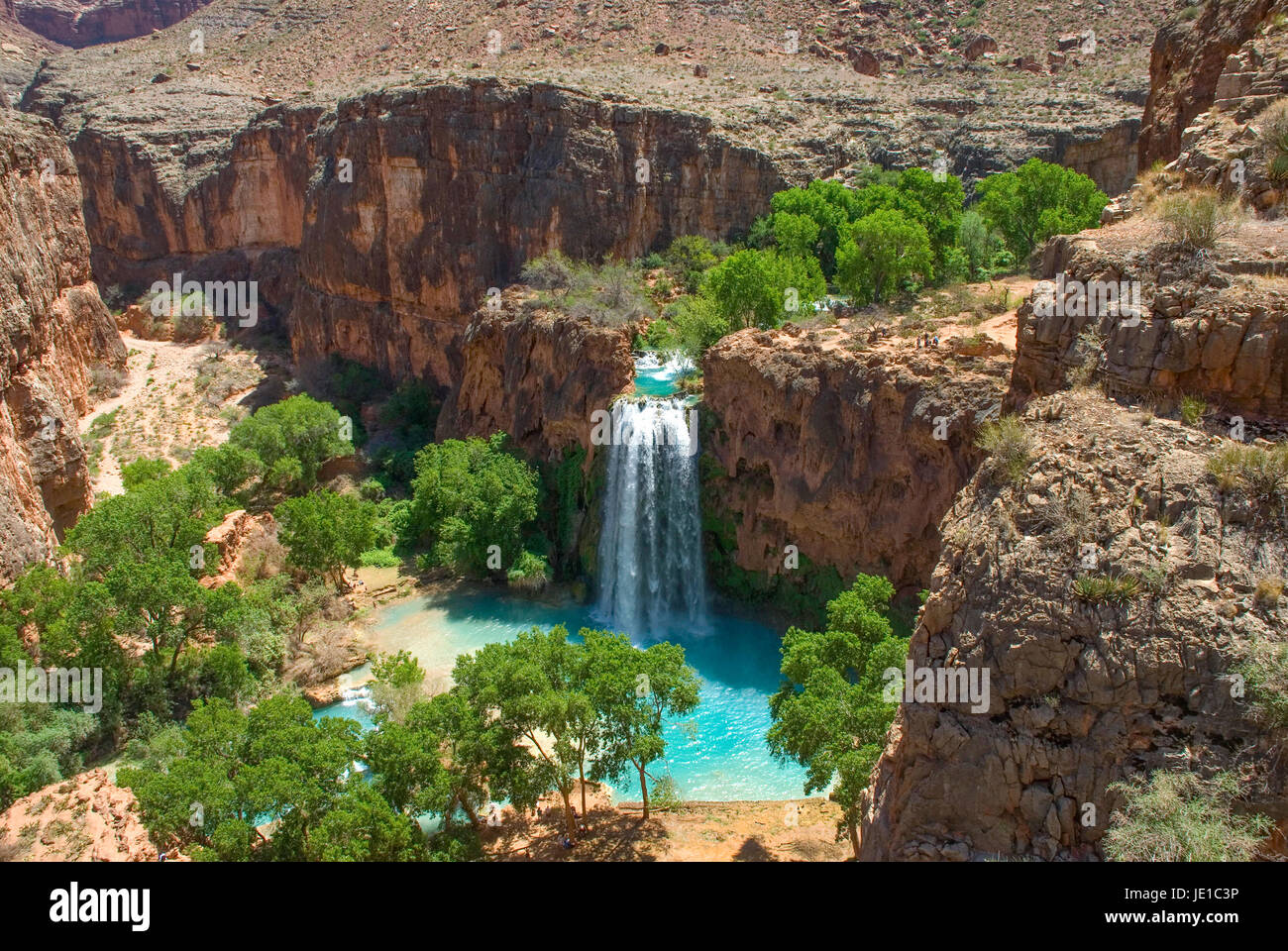 Havasu Falls Oasis in the middle of the Arizona Desert. Landscape image ...