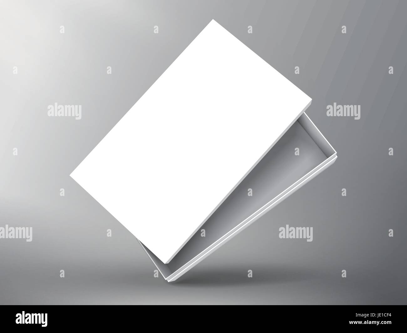slanting blank half open white flat paper box with separate lid 3d ...