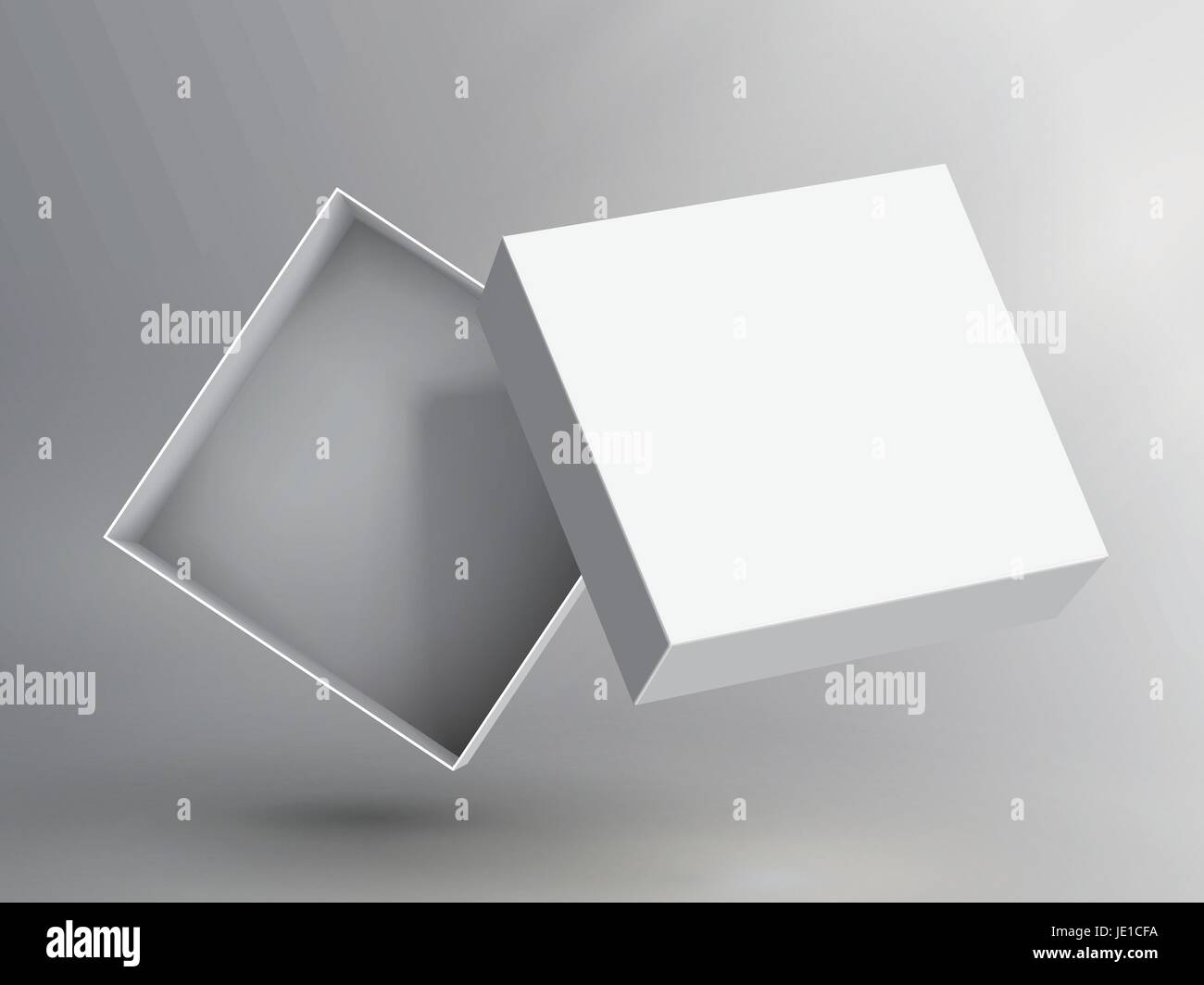 slanting blank white flat paper open box and floating separate lid 3d ...