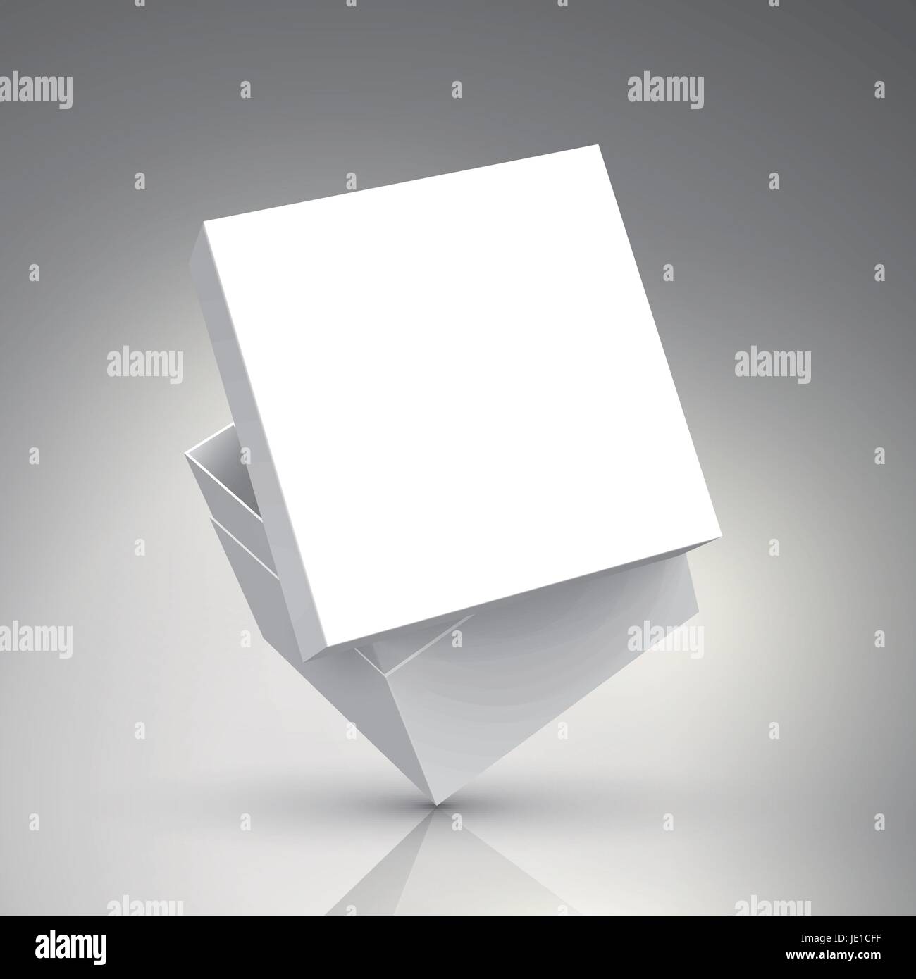 slanting blank white paper box with floating separate lid 3d ...