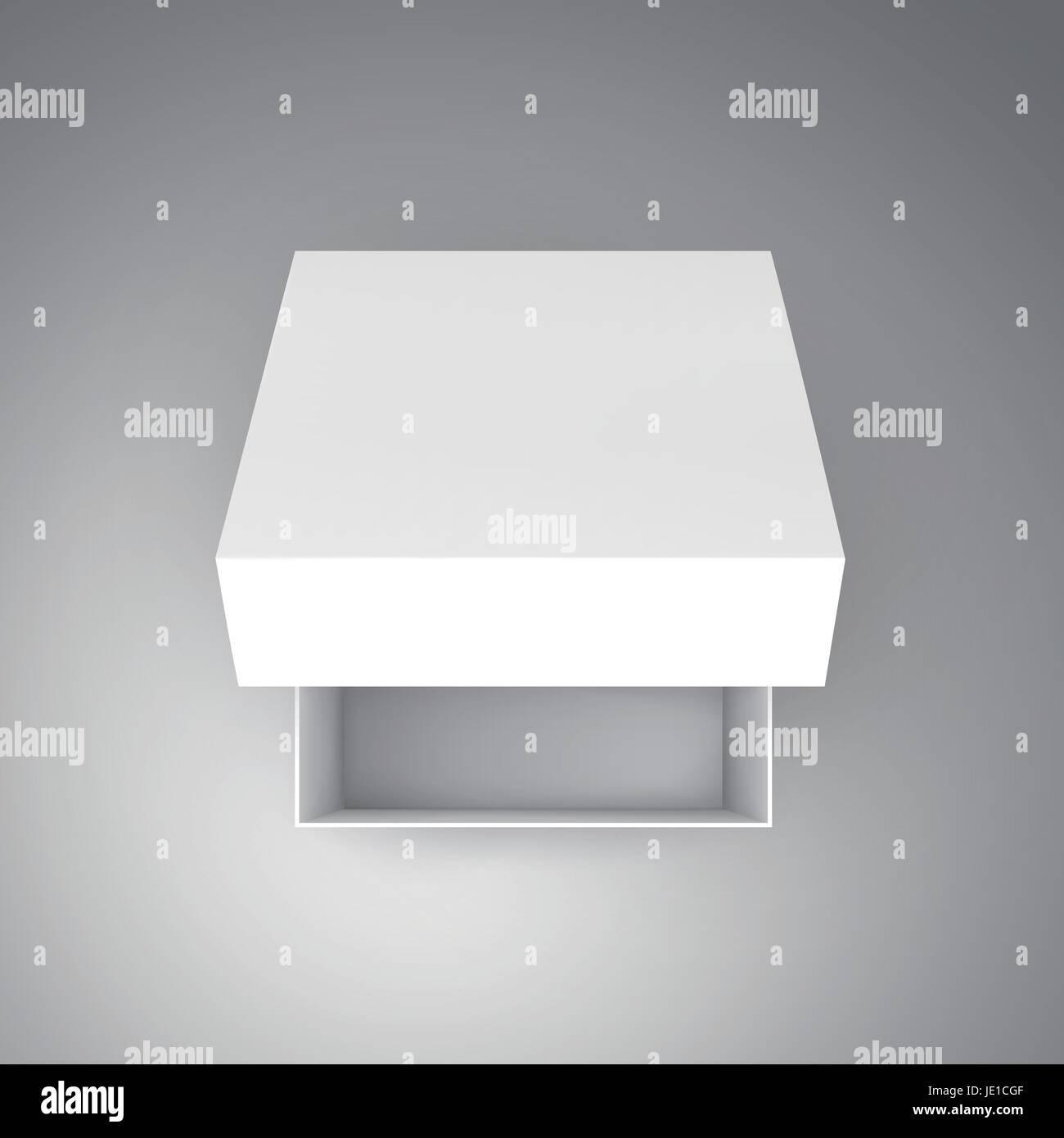 blank white paper half open box with separate lid 3d illustration, can ...