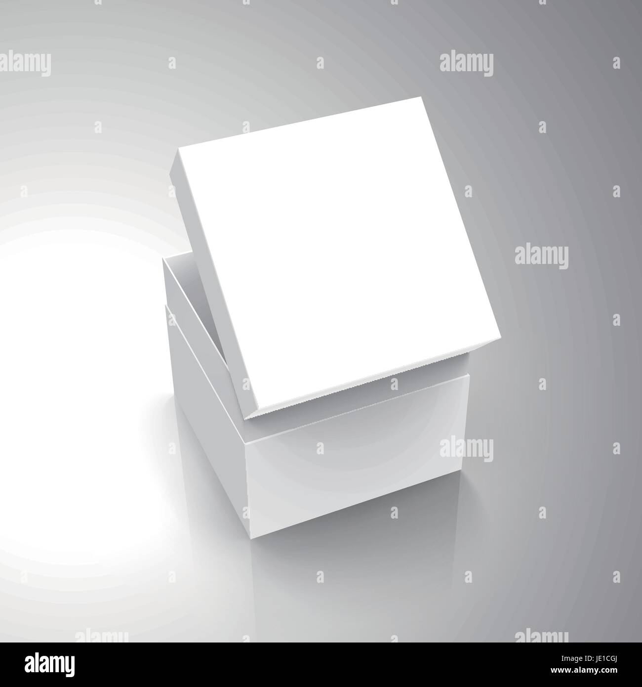blank white paper left tilt half open box with slanting separate lid 3d ...