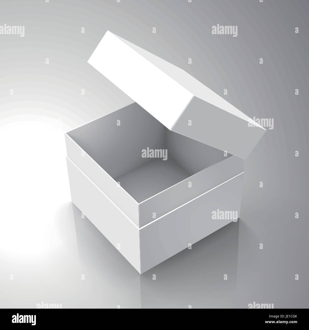 blank white paper left tilt half open box with slanting separate lid 3d ...