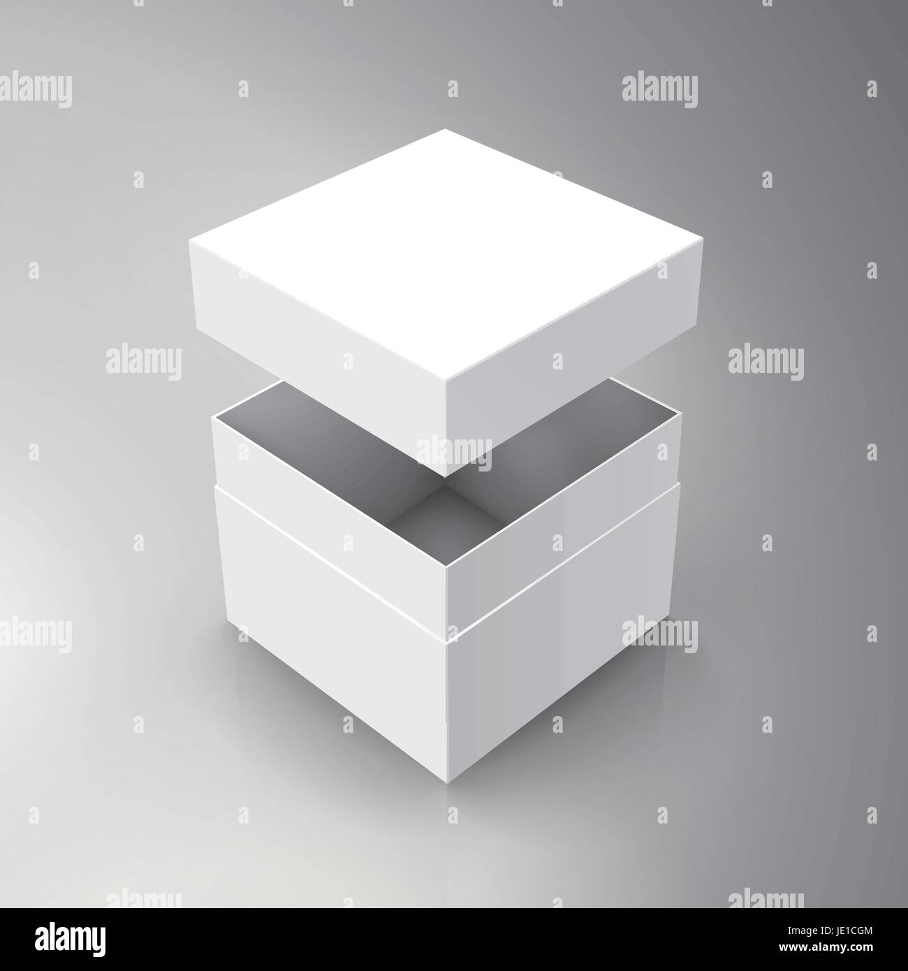 blank spun white paper box and floating separate lid 3d illustration ...