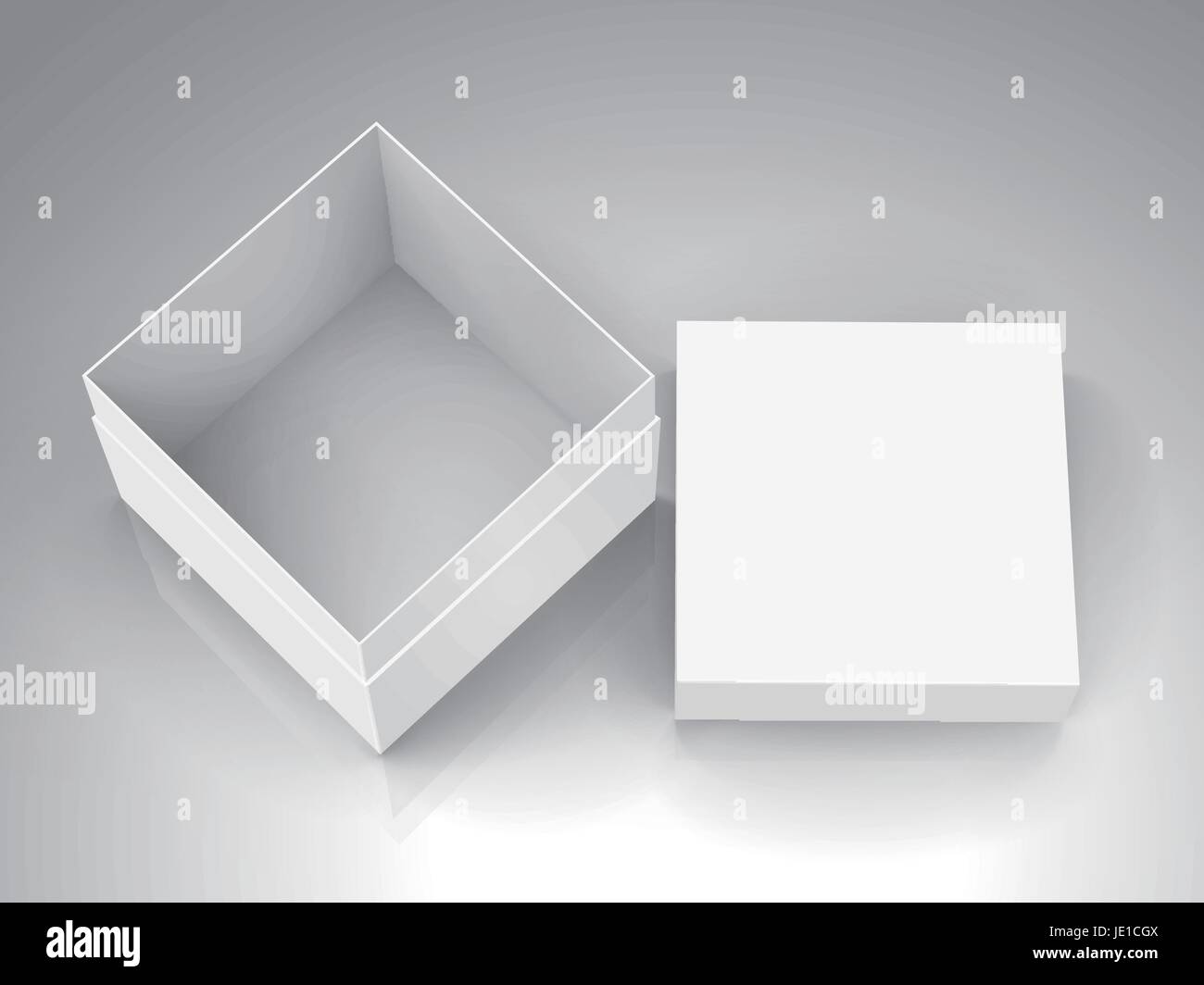 open tilt blank white paper box with separate lid 3d illustration, can ...