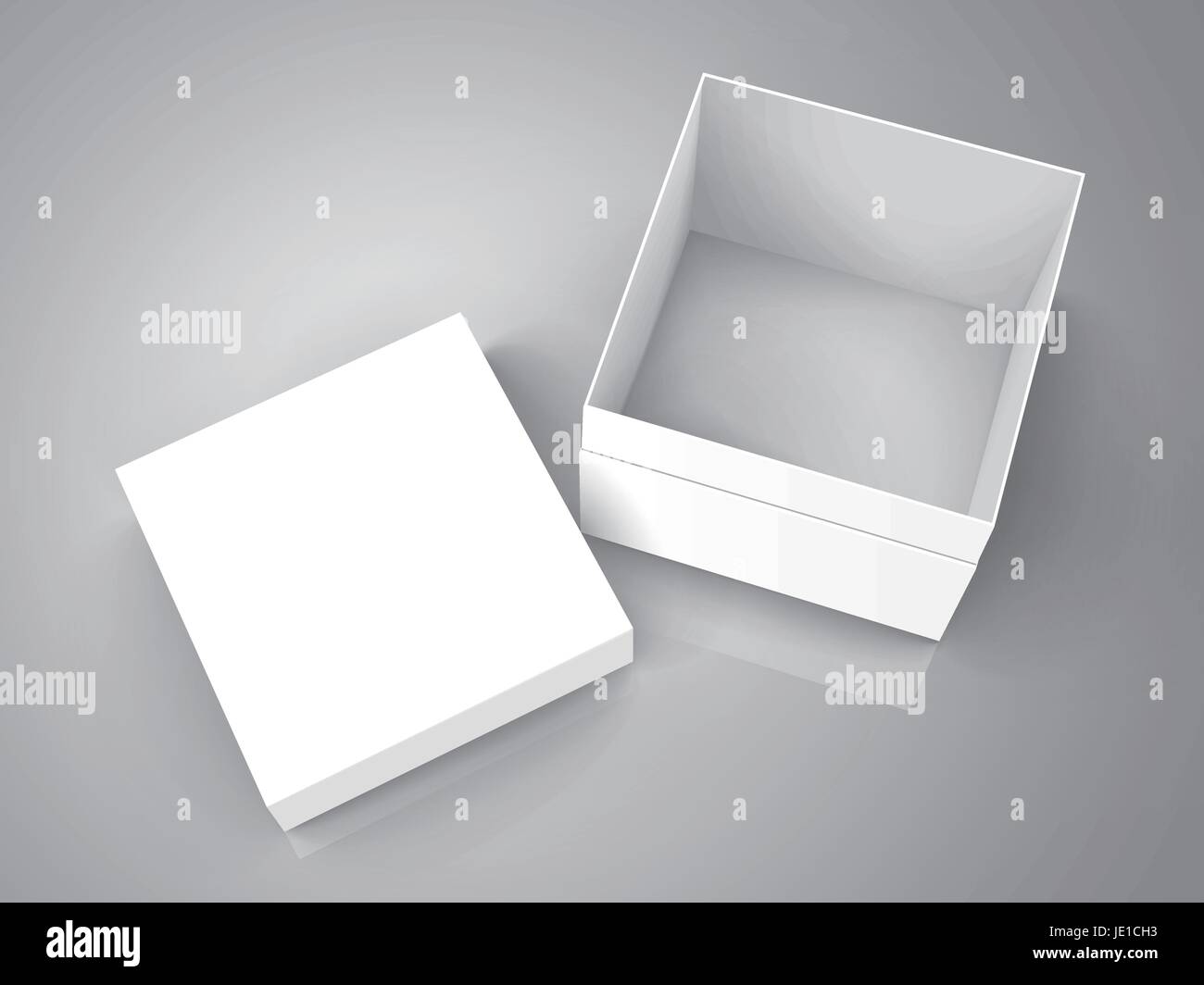 open tilt blank white paper box with separate lid 3d illustration, can ...