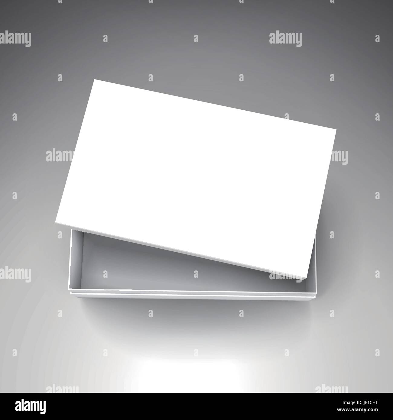blank white paper flat half open box with separate lid 3d illustration ...
