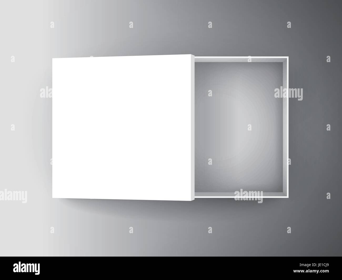 blank white paper flat half open box with separate lid 3d illustration ...