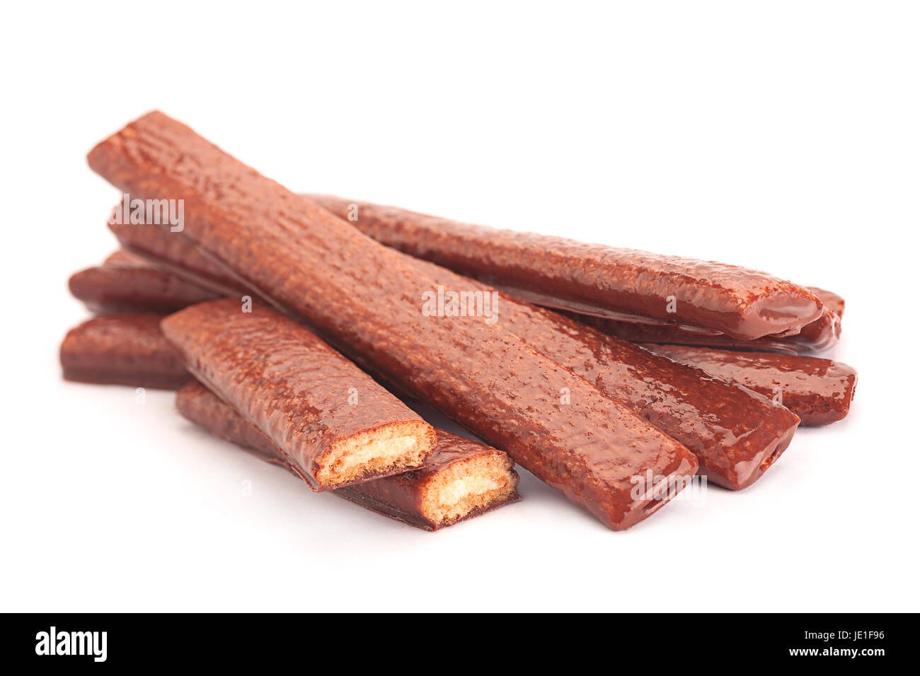 Cake sticks with chocolate glaze isolated on white Stock Photo - Alamy