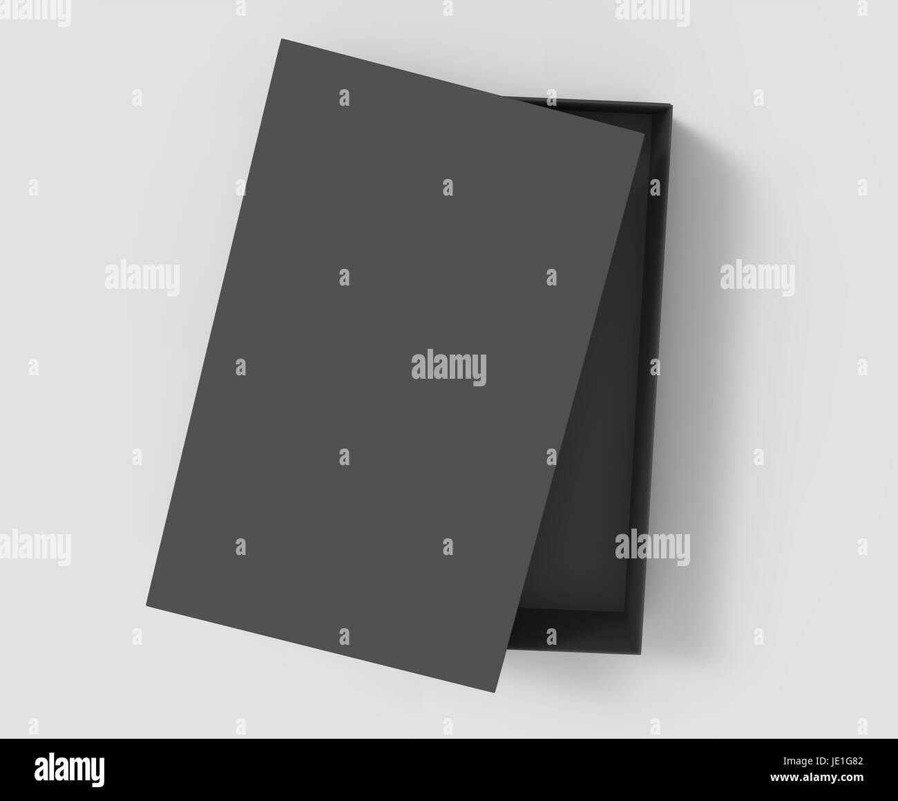 top view black 3d rendering blank rectangular tilt box with separate ...