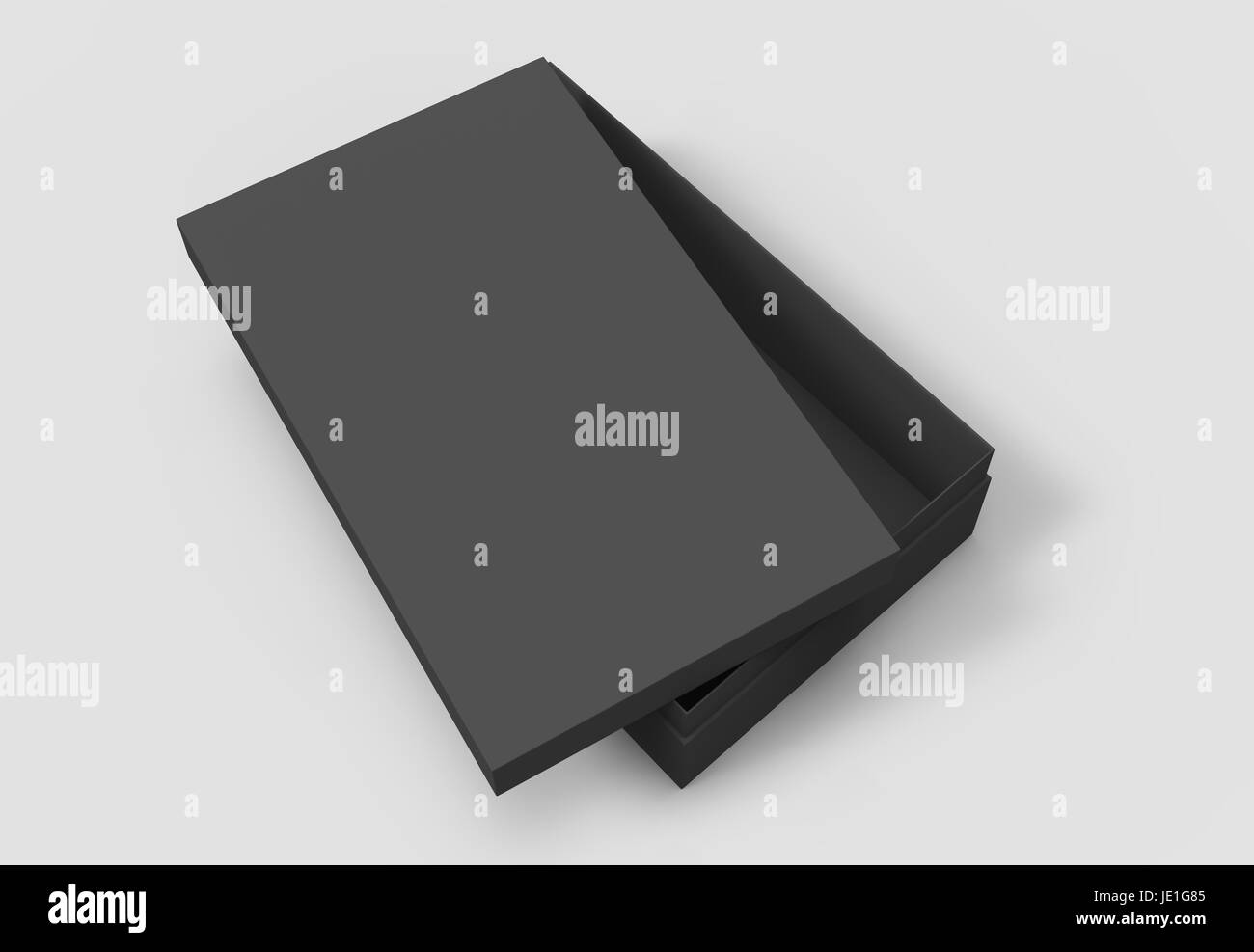 elevated view black 3d rendering blank rectangular tilt box with ...