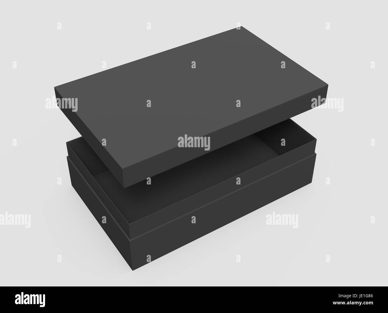 black 3d rendering blank rectangular tilt box with float separate lid ...